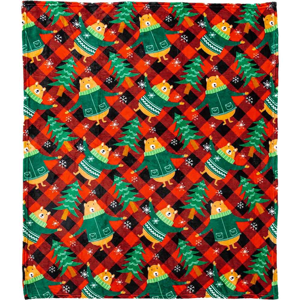 Holiday Bears Silk Touch Throw Blanket Cleveland Street Novelties